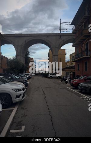Bogliasco, Italy - September 2024 - Street with parked cars and a ...