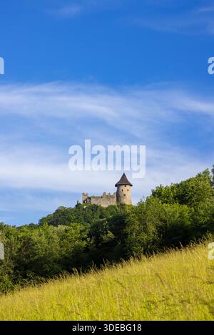 Salgo castle ruins in Hungary. Medieval fort ruins next to Salgobanya ...