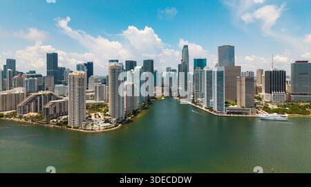 Aerial view of Brickells skyline. Panoramic cityscape of Brickell Miami ...