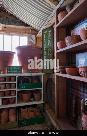 Terracotta pot collection, stacked and organised to show different ...