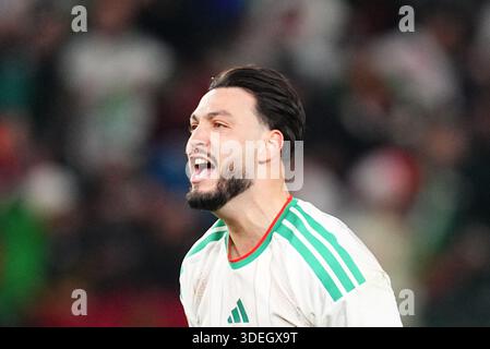 January 06 2026: Amir Selmane Rami Bensbaini of Algeria controls the ...
