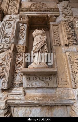 Ancient roman statue of Episteme, Library of Celsus, Ephesus, Turkey ...