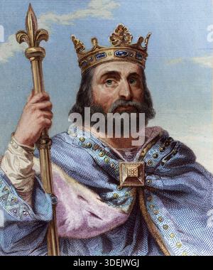 Portrait of King Pepin the Short, Pepin the Short, king of the Franks ...