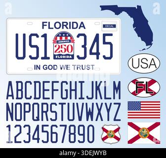 Florida License car plate pattern design, with numbers, letters and ...
