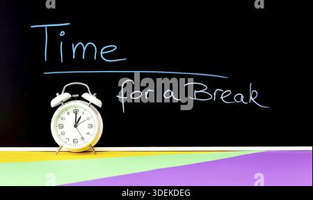 Time For a Break word with alarm clock on wooden background Stock Photo ...