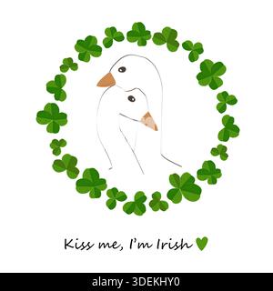 Cute cartoon birds hugging. Green and yellow bird couple in love ...