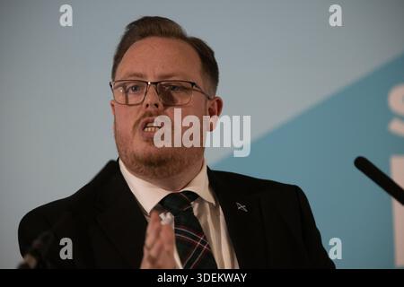 Thomas Kerr, Reform UK party councillor from Glasgow, speaking at a ...