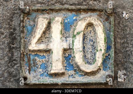 Old retro weathered cast iron plate with number 33 closeup Stock Photo ...