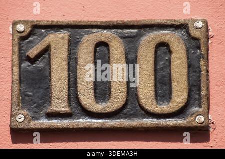 Old retro weathered cast iron plate with number 3 closeup Stock Photo ...