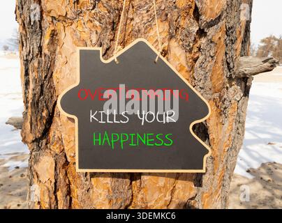 Overthinking kills your happiness symbol. Concept words Overthinking ...
