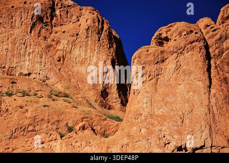 Massive Red Rock Canyon Wall Carved for Railway Construction Stock ...