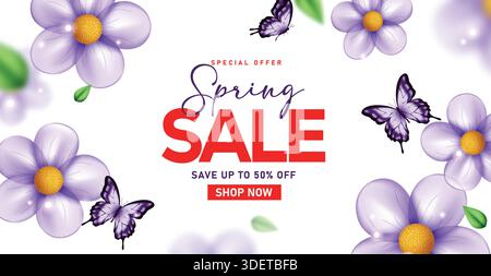 Spring Sale clipart banner design. Spring Sale special offer promo with ...