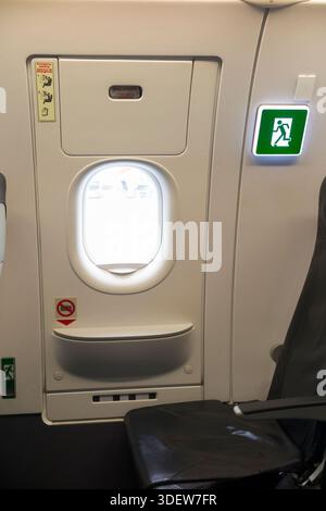 Exit row emergency exit door, to alight (and emergency escape) from the ...