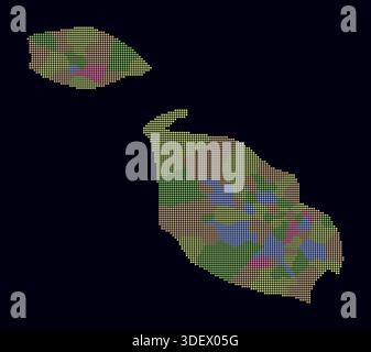 Malta digital badge. Dotted style map of Malta in circle. Tech icon of ...