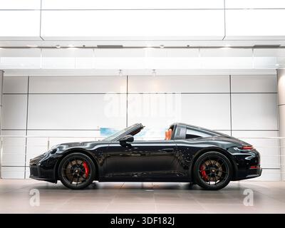 Black Porsche 911 Targa 4 GTS 2026 rear detail view with iconic red LED ...