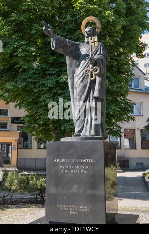 Statue of St. Peter, patron saint of fishermen, carried in procession ...