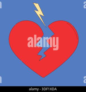 Heart with lightning icon. Red heart with lightning symbol vector ...