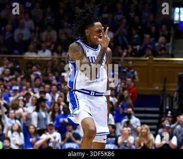 Duke guard Isaiah Evans (3) celebrates after a basket during the first ...