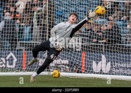 Goalkeeper Lucas Thomas (41) of Luton Town warms up ahead of the EFL ...