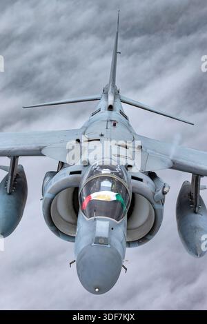 The AV-8B Harrier aircraft, shown with its Pegasus engine removed, is ...