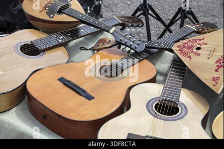 Stringed musical instruments guitar and balalaika Stock Photo - Alamy