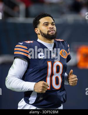 January 18, 2026: Chicago Bears quarterback Caleb Williams (18) walks ...