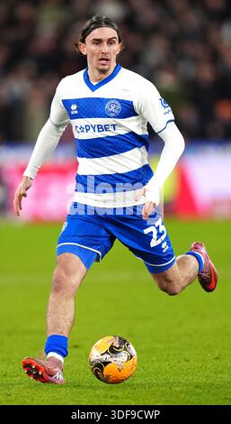 Daniel Bennie of Queens Park Rangers warms up during the Stoke City v ...