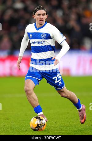 Daniel Bennie of Queens Park Rangers warms up during the Stoke City v ...