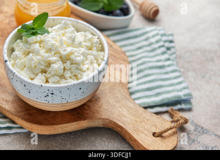 Natural cottage cheese served mint leaves Stock Photo - Alamy