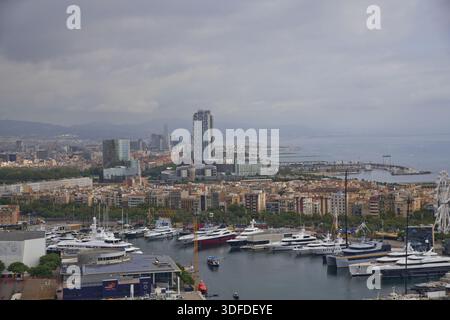 Port Vell Ariel Tramway to Montjiics,Barcelona,Spain Stock Photo - Alamy