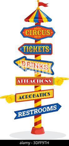 Amusement park sign board signage, carnival circus signboard. Cartoon ...
