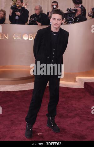 Timothée Chalamet attends the 83rd annual Golden Globe Awards at The ...