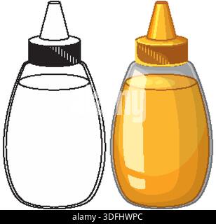 Simple line drawing of a plastic squeeze bottle for holding and ...