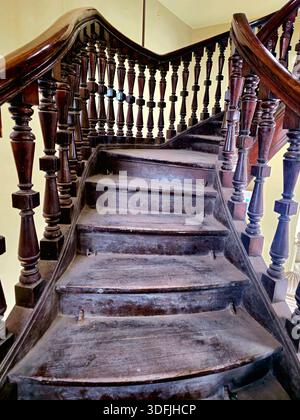 Cairo, Egypt, January 1 2026: the wooden stair of The Baron Empain ...