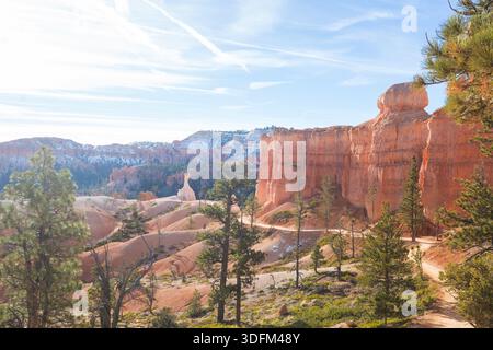 Picturesque colorful pink rocks of the Bryce Canyon National park in ...