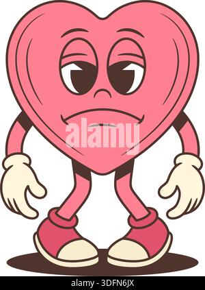 Pink tired heart Emoji Icon. Object Symbol flat Vector Art. Cartoon ...