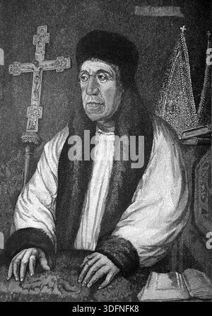 Engraving of a Portrait of William Warham (1450 - 1532) Archbishop of ...