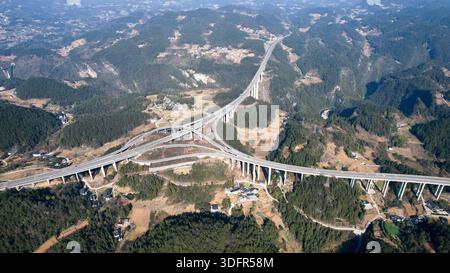 ENSHI, CHINA - JANUARY 11, 2026 - Jianshi-Enshi Expressway Baiyangping ...