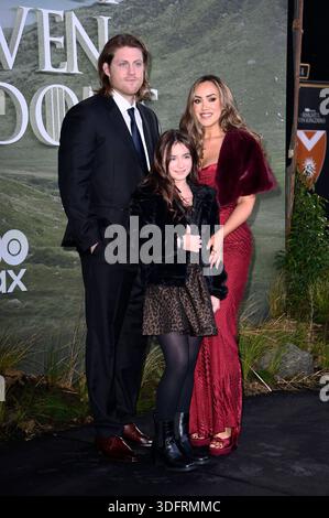 Peter Claffey (l), Holly McGinn (c) and Ally McGinn (r) attend the red ...