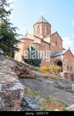 The Virgin Mary Assumption Church of Metekhi on the cliff Stock Photo ...