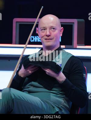 Chris Wakelin looks on during Round 1 of the Halo World Snooker ...