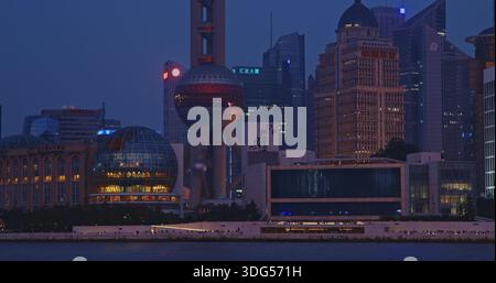 Iconic Shanghai Landmarks Captured During Evening Glow with City Lights ...