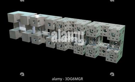 Cross section views of Menger Sponge Levels 1 to 4. 3d render ...