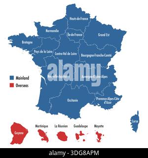 France political map of administrative divisions - regions. Colorful ...