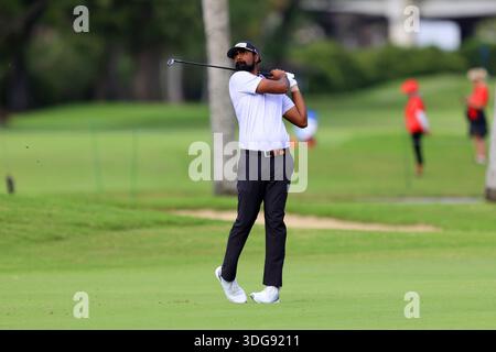 Sahith Theegala hits from the first tee during the second round of the ...
