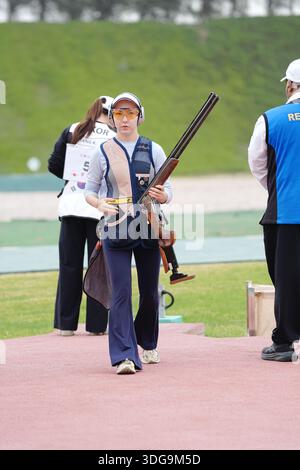 Shooters competing in the men’s and women’s skeet individual events at ...