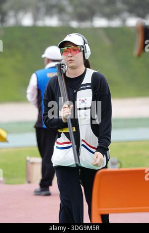 Shooters competing in the men’s and women’s skeet individual events at ...