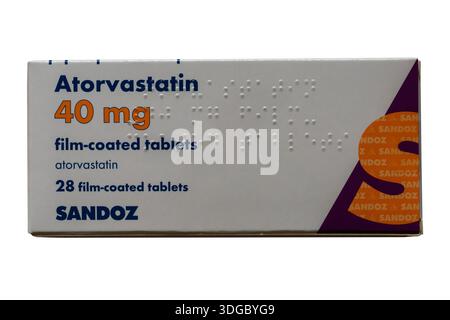 Packet of Atorvastatin film-coated tablets statins pack 40 mg with ...
