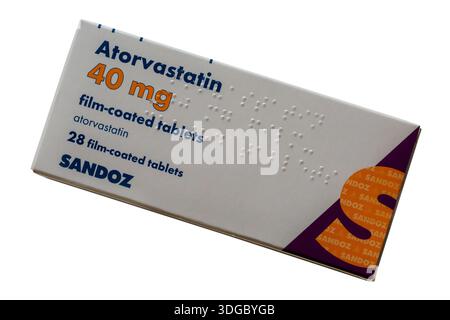 Packet of Atorvastatin film-coated tablets statins pack 40 mg with ...