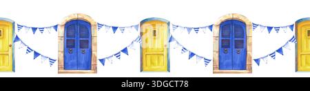 Seamless border with traditional Greek architectural elements on an ...